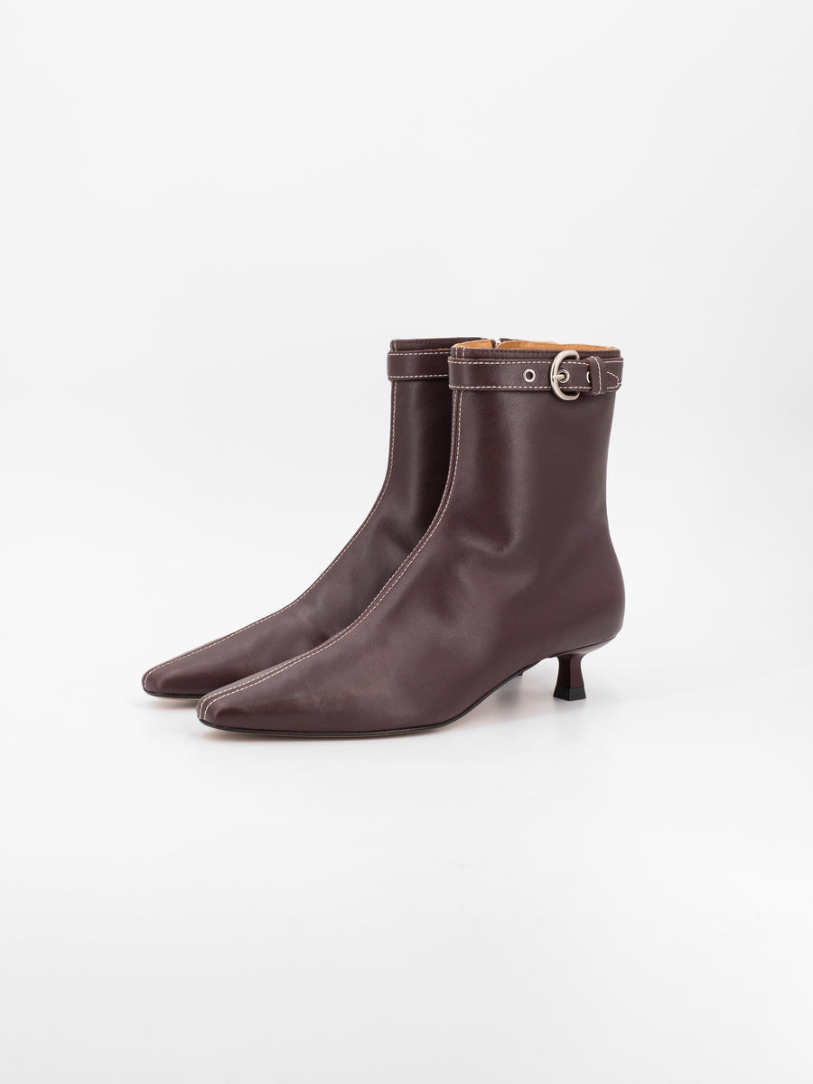 CADENCE BURGUNDY LEATHER ANKLE BOOT – Toral