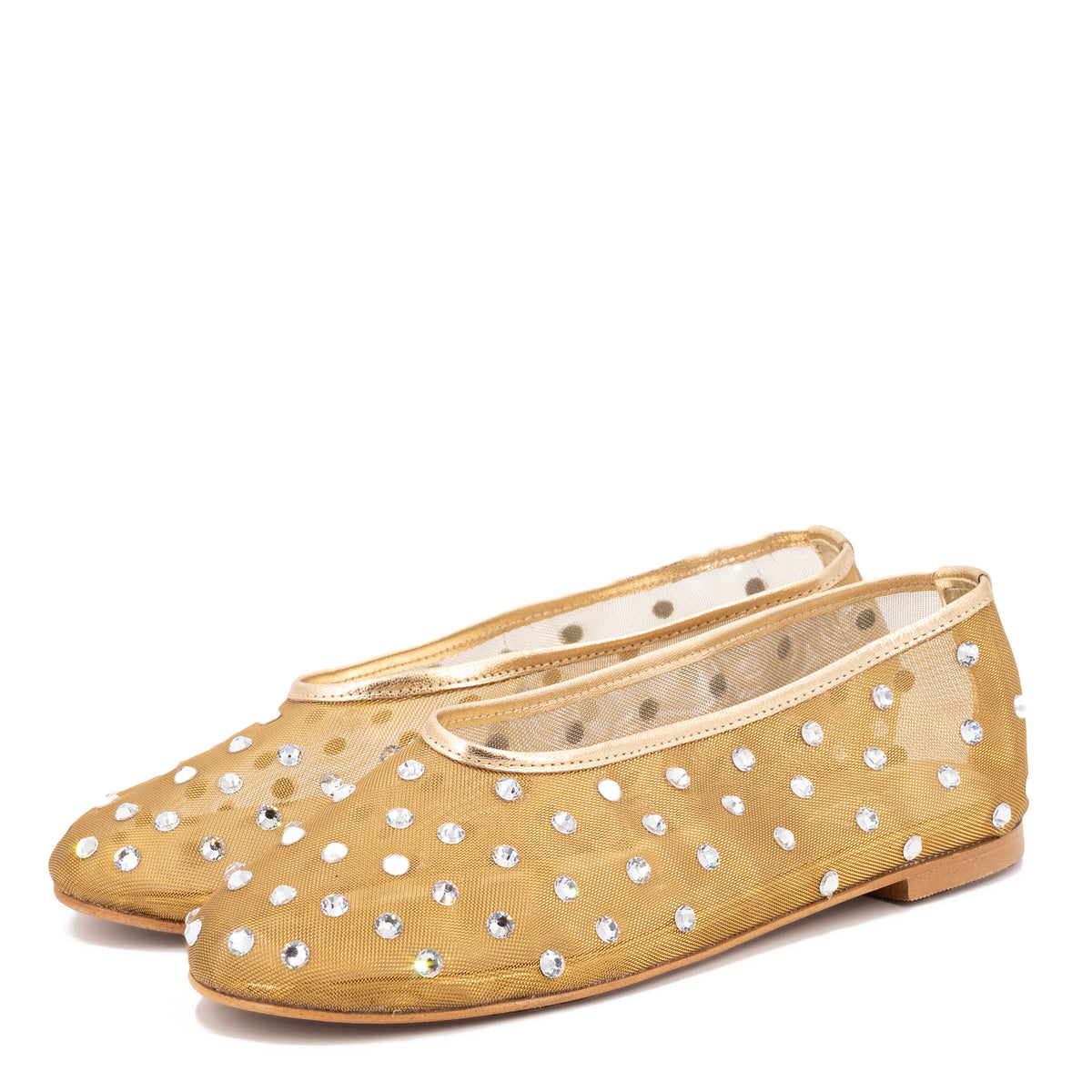 SYBILLA GOLD MESH BALLET FLATS – Toral
