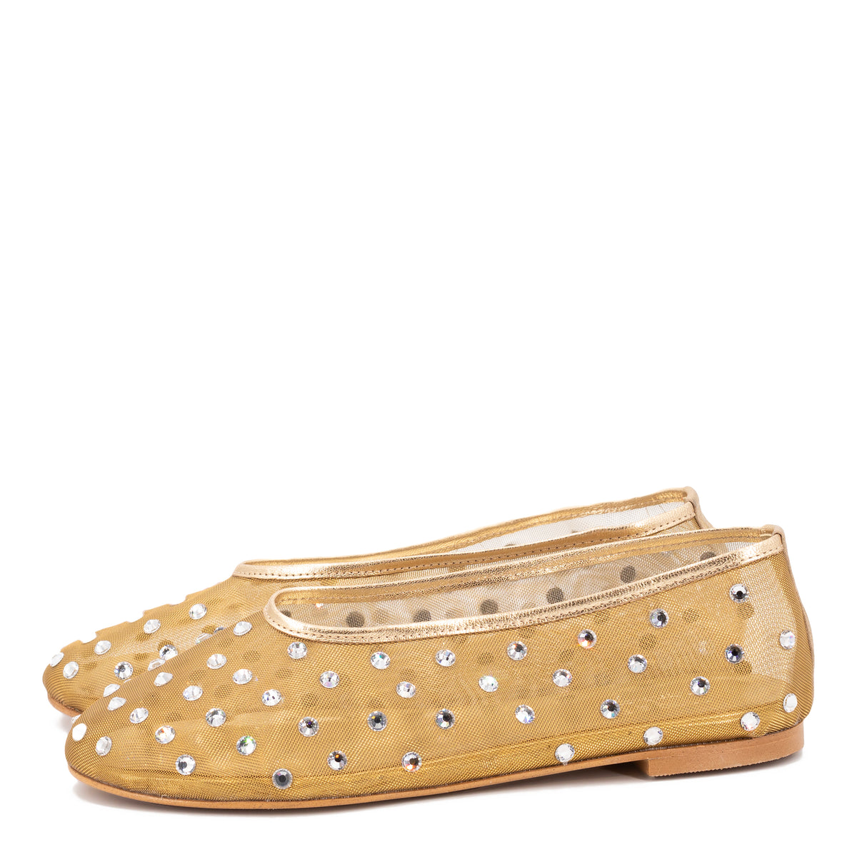 SYBILLA GOLD MESH BALLET FLATS – Toral
