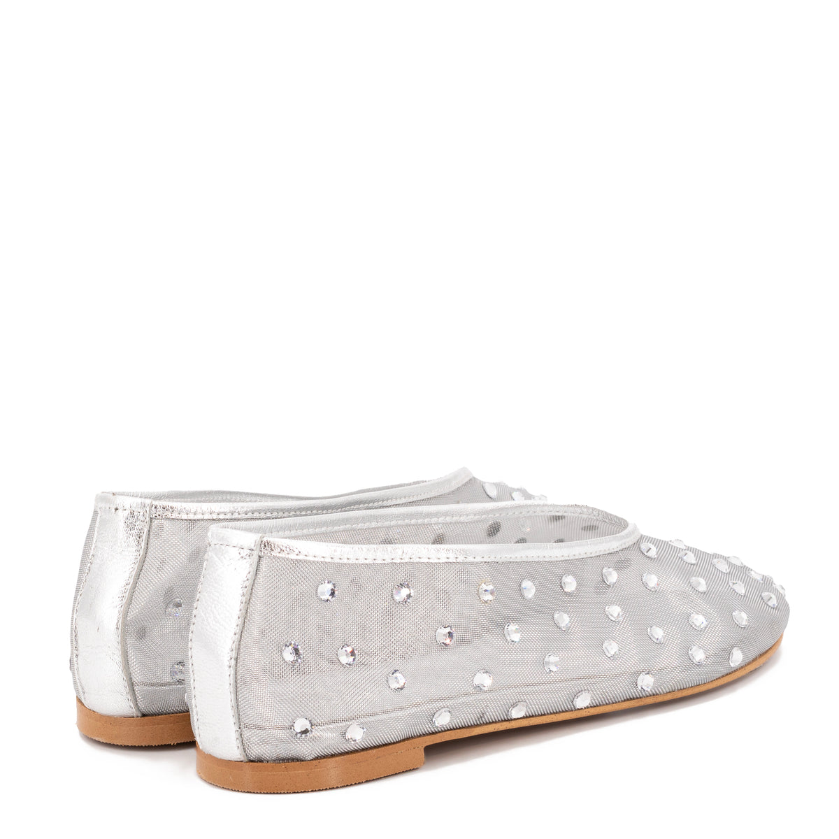 SYBILLA SILVER MESH BALLET FLATS – Toral